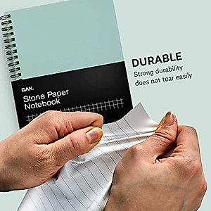 GAK. Stone Paper Waterproof Spiral Notebook, 7.20”x10.11”, 50 sheets, Durable Notebook, Eco-Friendly Mineral Stone Paper Notebook, Waterproof Notepad, Ruled, Green