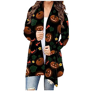 Halloween Costumes for Adults,Blue Sweater for Women Halloween Cardigan for Women Pumpkin Knitting Cardigans Long Sleeve Fall Open Front Sweaters Outwear Coat Oversized Cardigan (Army Green,XXL)
