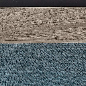 Walker Edison Hawkins Mid Century Modern Metal and Wood Storage Bench with Plush Cushion, 40 Inch, Blue