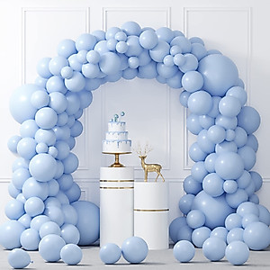 RUBFAC 149pcs Pastel Blue Balloons 18 12 10 5 Inch Different Sizes Latex Light Blue Baby Blue Balloon Arch Garland Kit for Baby Shower Birthday Wedding Engagement Graduation Decorations