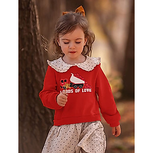 Tractor Valentines Sweatshirt Girls Boys Toddlers Kids Dinosaur Sweater Style 5T Red