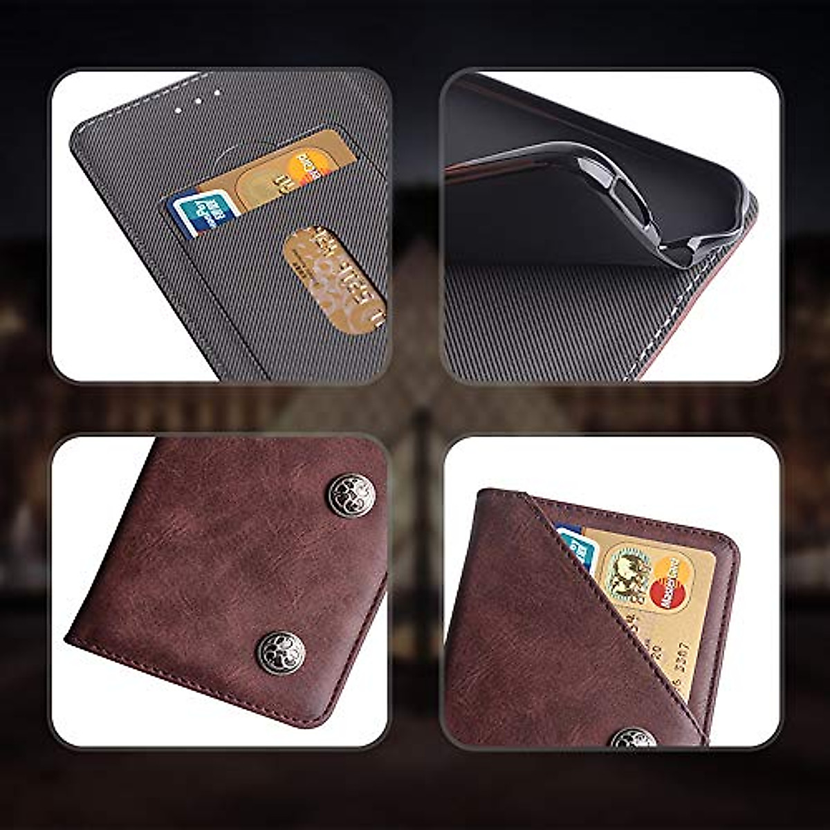 YLYT Shockproof - Red Flip Leather TPU Silicone Retro Cover with Stand Wallet Case for Oppo Reno2 6.5 inch with Card Slots