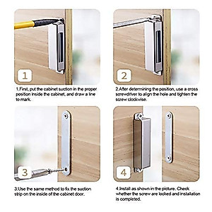 Mousike Cabinet Magnets 30lb Black Door Magnets with Strong Magnetic for Kitchen Cupboard Wardrobe Closet Cabinet Door Drawer Latch 4 Pack