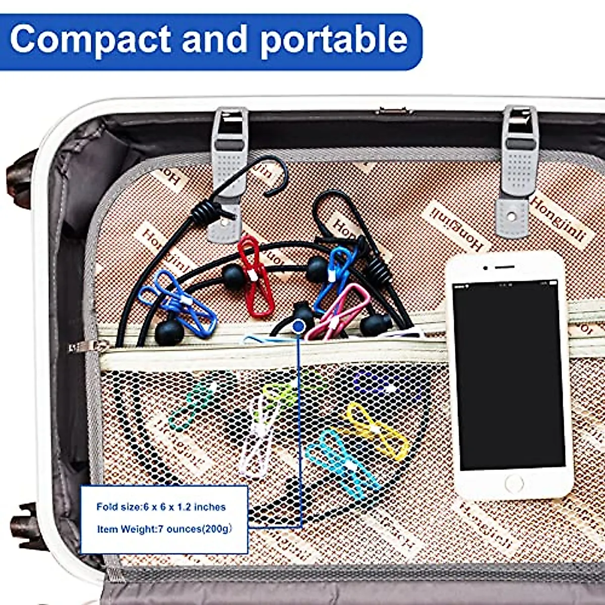 2 Pack Portable Travel Clothesline with 12 Clothespins, Clothes Line for Camping Accessories,Retractable Laundry Clothesline for Hiking,RV Accessories,Camping Gadgets,Laundry line for Drying Clothes