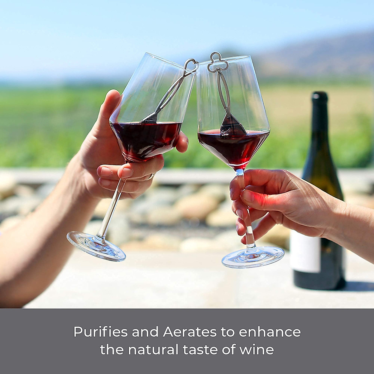 PureWine Wand Technology Histamine and Sulfite Filter, Purifier Alleviates Wine Allergies & Headaches, Stir Stick Aerates Wine - Pack of 8