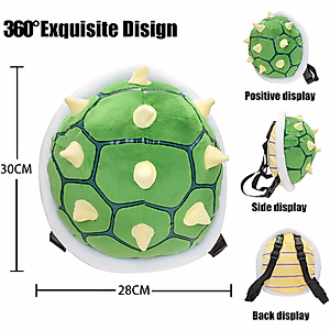 ZHYPFF Green Backpack Ultra Yellow Spiked Turtle Shell Backpack Role Play Costume Accessory Prop Soft Stuffed Cartoon Toy 11.4 inch