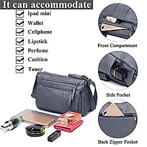 VOLGANIK ROCK Women Crossbody Bag Pocketbooks Soft PU Leather Purses and Handbags Multi Pocket Shoulder Bag Messenger Bag