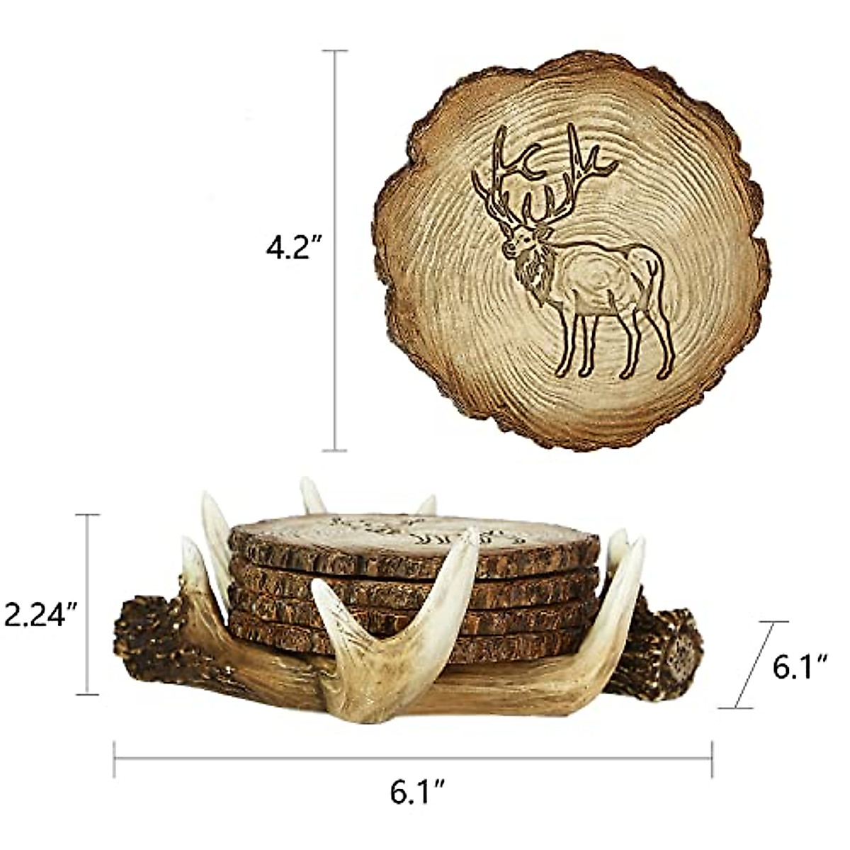 Newsparkle Antler Deer Coasters, Rustic Deer Decor,Set of 4 Outdoor Cabin Coasters, Gifts for Hunter,4 Inch
