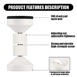 Adjustable Bed Frame Anti-Shake Tool,2PCS Adjustment Threaded Headboard Fixer Bedside Telescopic Support Stabilizer for Wall No Damage Stopper for Closet Dressing Sideboard Sofas 1.77"-4.75" (White)