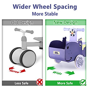 iPlay, iLearn Baby Ride on Balance Bike, Toddler Riding Toys, Hippo Outdoor Push Toy, Babies Sit to Rider, Infant First Train Bicycle W/ 4 Wheels, Birthday Gifts for 18 Months, 2 3 4 Year Old Boy Girl