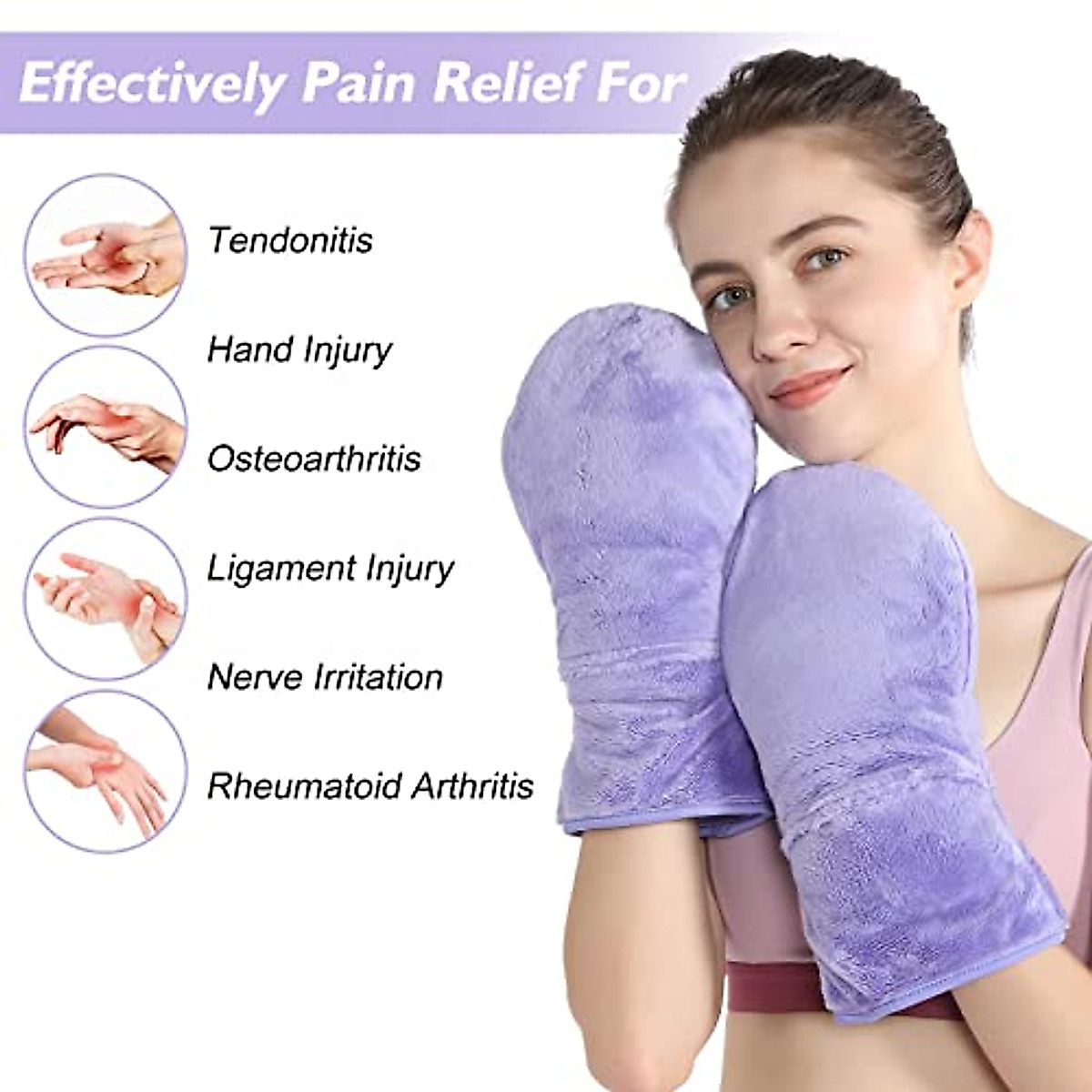 SuzziPad Microwavable Arthritis Gloves with Eyes Mask, Heated Gloves for Arthritis Hands, Stiff Joints, Carpal Tunnel, Trigger Finger; Moist Heat Hand Warmer Gloves Mittens with Washable Cover, 1 Pair