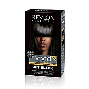 Revlon Realistic Vivid Colour Protein Infused Permanent Color Hair Dye with Color Lock Technology, Jet Black 110ml