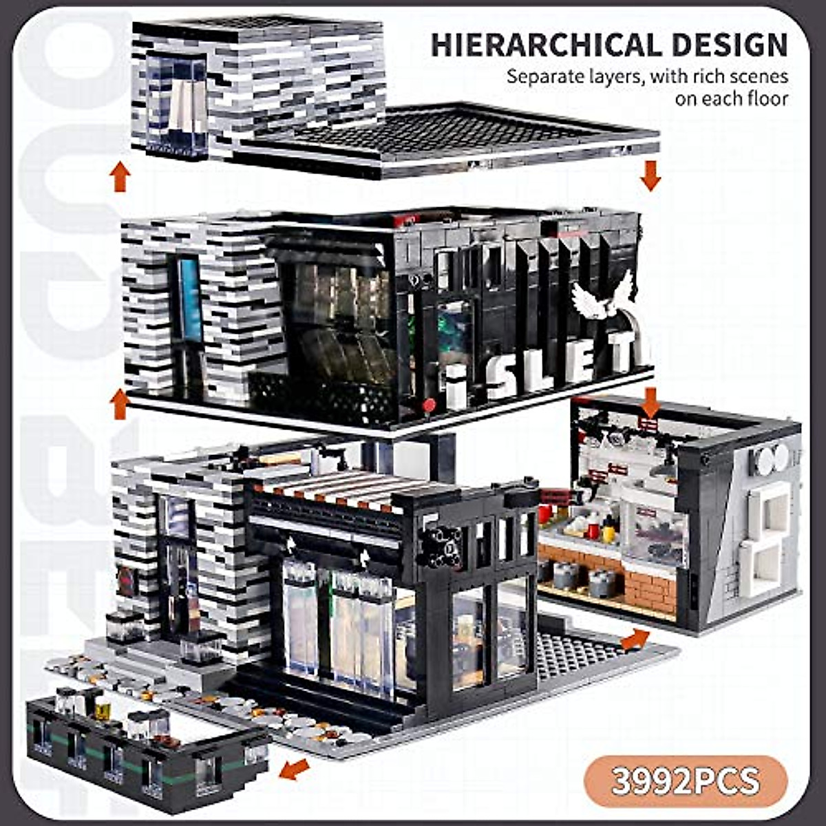 Mould King 16042 Building Kits Toy for Kids, 3992 Pieces MOC Bricks Creative Toys Street View Restaurant Building Model Set,Construction Toys for Adults