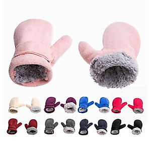 qiguch66 Toddler Mittens Winter Warm Gloves =,Autumn Winter Toddler Magic Tape Warm Mitten Baby Boys Girls Faux Fleece Gloves Jujube Red XL