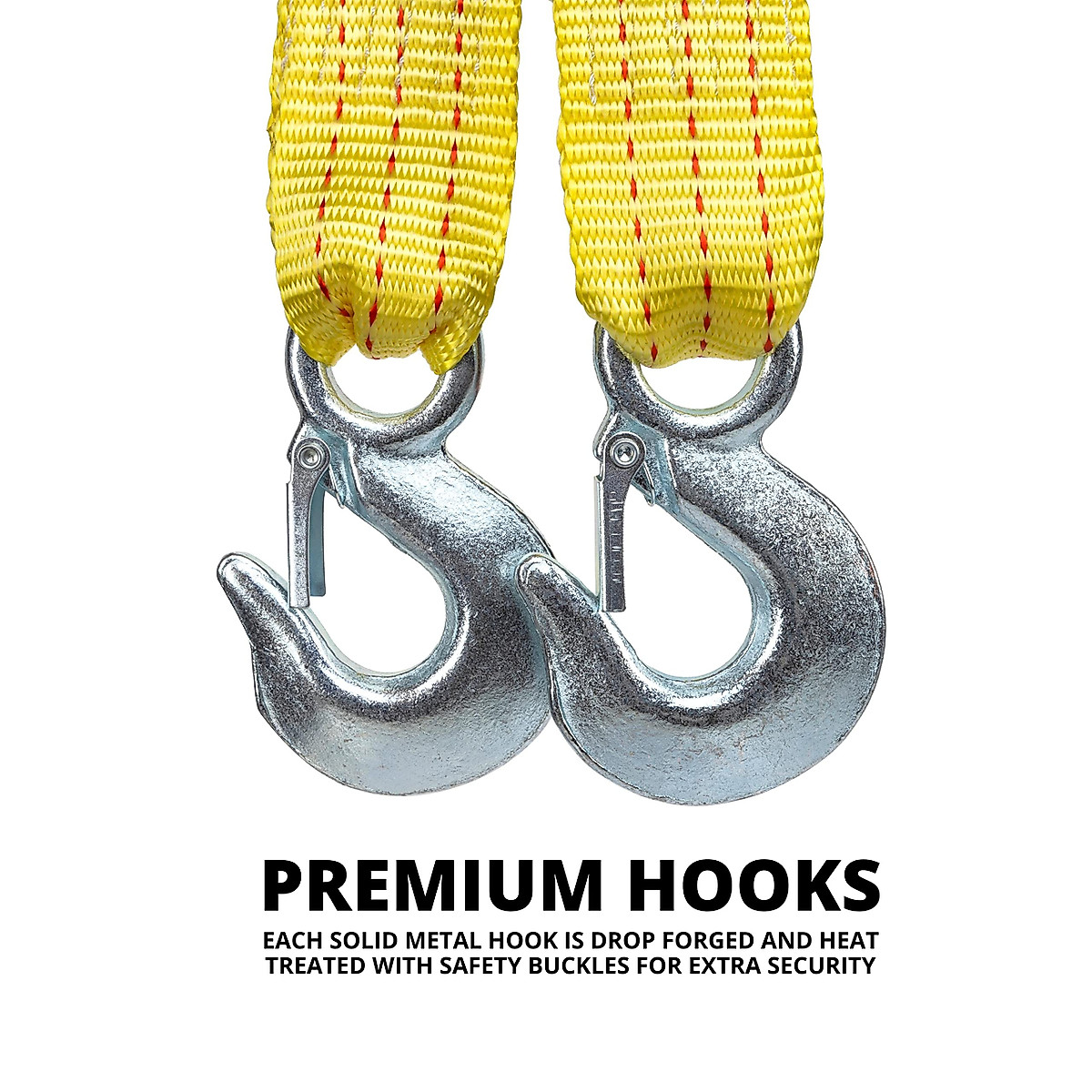 NEIKO 51005A Heavy-Duty Tow Strap with Hooks, 2 Inches by 20 Feet, Woven Polyester Webbing, and 10,000-Pound Capacity, HD Truck Recovery Strap and ATV Tow Strap, Tow Rope for Vehicles