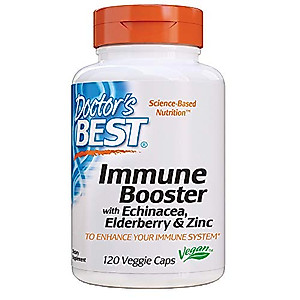 Doctor's Best Immune Booster with Echinacea, Elderberry & Zinc for Immune System Support, Antioxidant Support, 120 Count