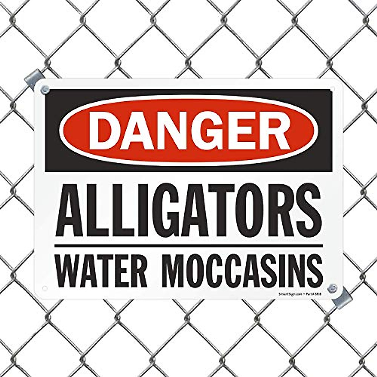 SmartSign - S-9739-AL-14 "Danger - Alligators, Water Moccasins" Sign | 10" x 14" Aluminum