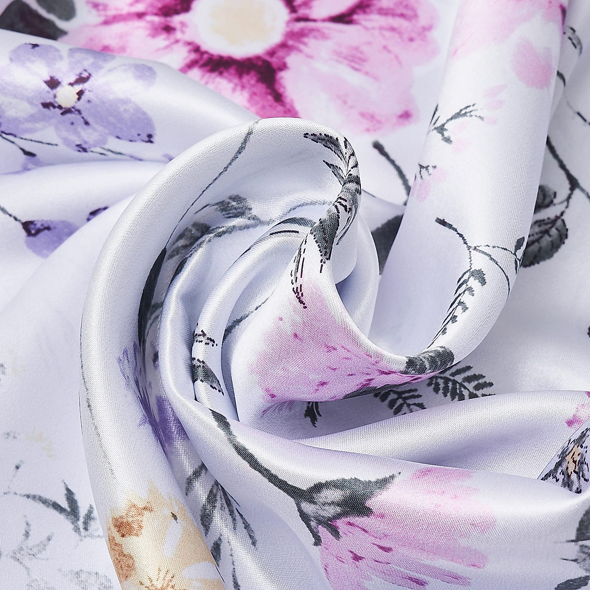 Satin Pillowcase for Hair and Skin White Satin Pillow Cases for Women 2 Pack Floral Satin Pillowcases Standard Set of 2 100% Satin Pillowcase with Envelope Closure (20x26 White)