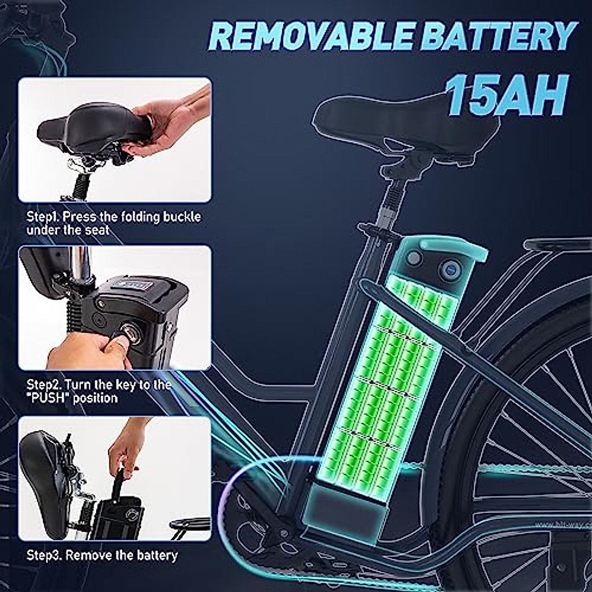 HITWAY Electric Bike for Adults 26" x2.35 Fat Tire Electric Mountain Bike with 500W Motor, Ebkie with 36V 15AH Removable Battery Bicycle, Long Range 21-55mile with 7 Gears E Bike