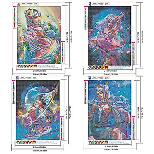 4 Pcs Fairy Diamond Painting Kits 30x40CM Easy Diamond Painting Kits for Beginners DIY Fairy Cross Stitch Kits Angel Diamond Art 5D Round Diamond Art Kits Diamond Dots Flower Elf Picture Art Crafts