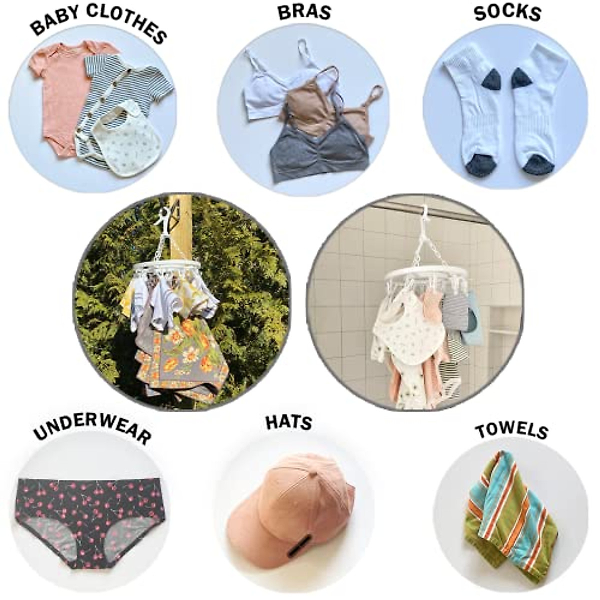 Evelots Clip Drying Hanger-Sock/Bra/Towel/Underwear-Foldable-16 Clips