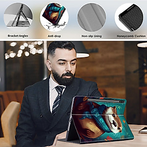 for Samsung Galaxy Tab S8 Plus 2022/Tab S7 FE 2021/Tab S7 Plus 2020 12.4" Tablet Case,PU Leather Slim Anti Slide Folding Stand Cover with Auto Wake/Sleep for Tab S8+/ S7 FE/ S7+,Happy Otter Scarf
