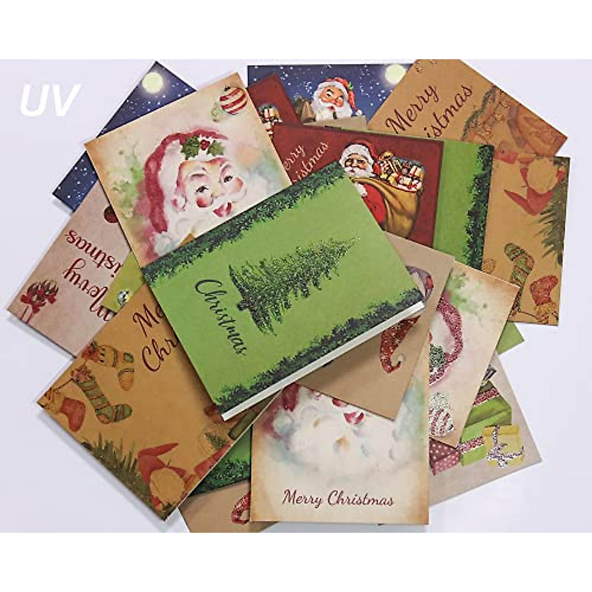 Feelfine 24pcs Christmas Cards Boxed with Envelopes, Blank Vintage Christmas Cards Bulk, 4.2 x 5.5 Inches Boxed Holiday Cards with Envelopes(8 Designs)