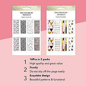 Desecraft 16Pcs Cute Magnetic Bookmarks Page Markers I Clips for Kids Woman Man Teacher Students Reading Planner Book Lovers School Office
