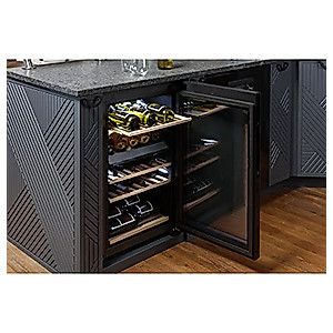 Haier Wine Cooler & Beverage Refrigerator | Mini Wine Fridge Complete With Dual-Zone Temperature Control, Triple-Pane Glass, Door Alarm & LED Interior Lighting | Fits 44 Wine Bottles | Black