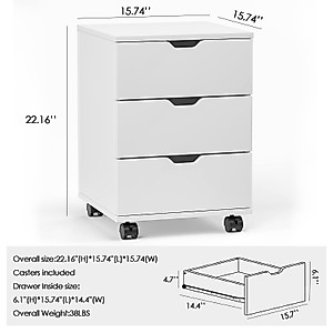 STARY Fully Assembled 3 Drawer Wood Rolling File Cabinet