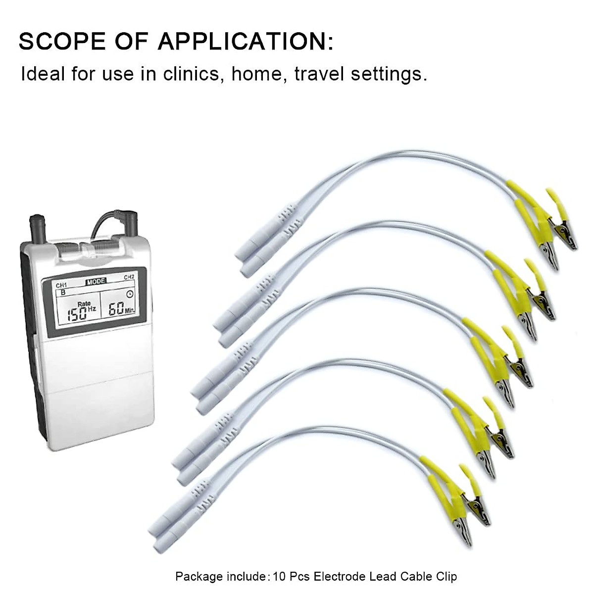 Electrode Lead Wires Cable Clip, Compatible with Most TENS EMS Unit, 10 Pcs