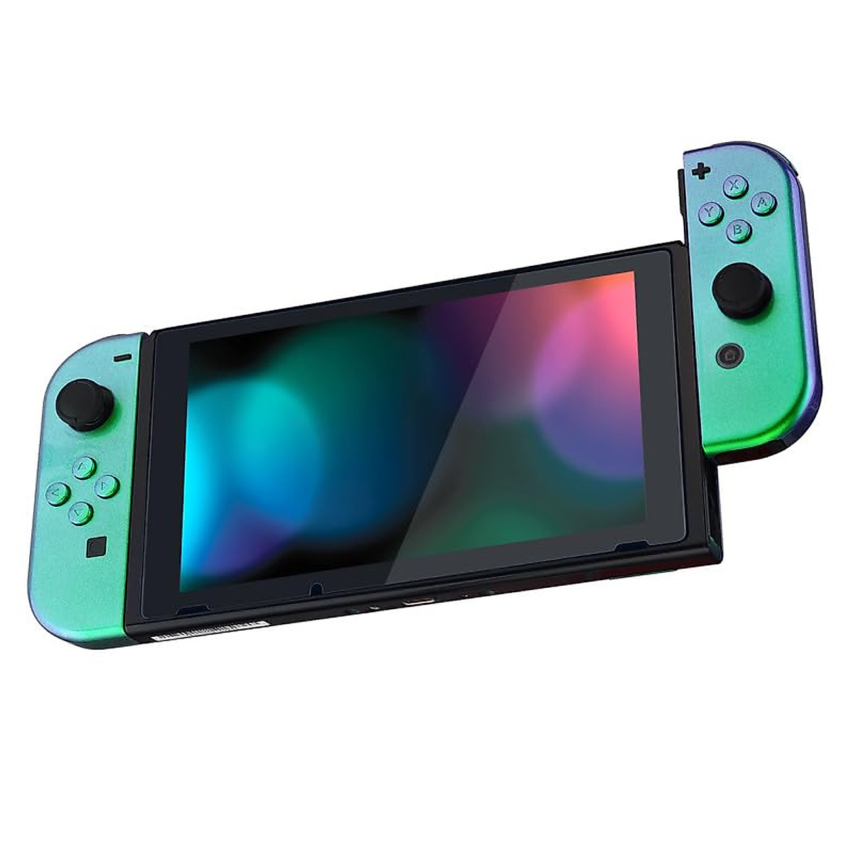 eXtremeRate DIY Replacement Shell Buttons for Nintendo Switch & Switch OLED, Chameleon Green PurpleCustom Housing Case with Full Set Button for Joycon Handheld Controller - Console Shell NOT Included