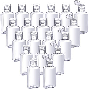 50 Pieces Clear Empty Travel Bottles 30 ml/ 1 oz Flip Cap Empty Container Portable Refillable Flip-top Bottles for Travel Outdoor Camping Business Trip