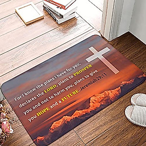Vivacite Prayer Mat Christian Gifts for Women Men Faith Religious Spiritual Gifts for Women Prayer Rug with Bible Verse Christian Decor Area Rug for Pray Scripture Jeremiah 29:11, 24"X16"