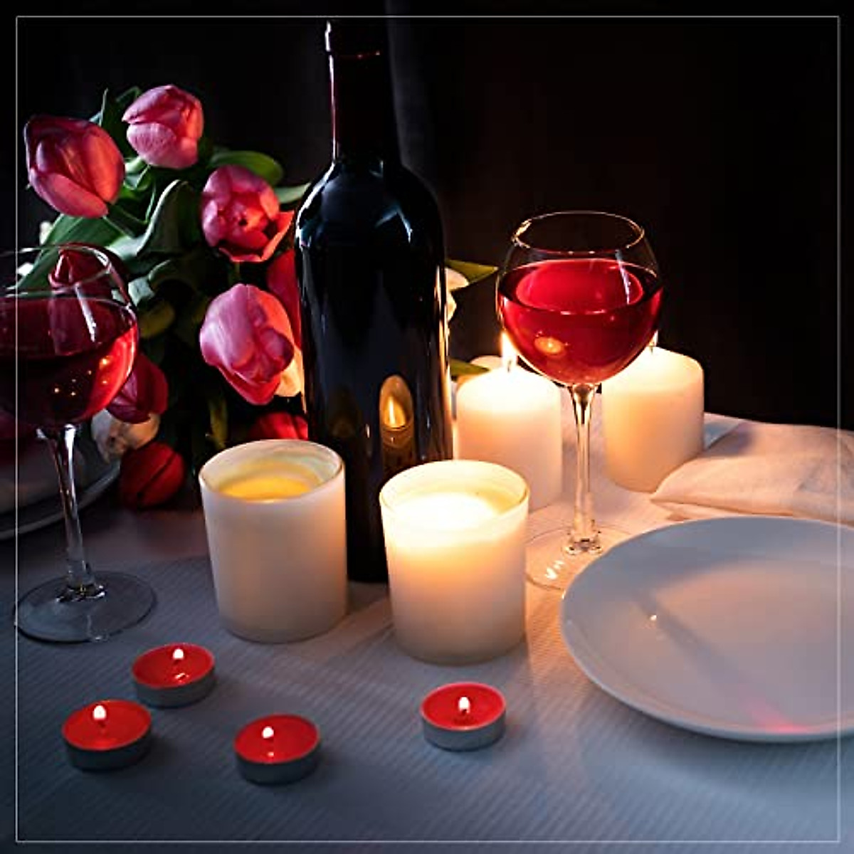 200 Pcs Tea Lights Candles Smokeless Tealight Candles Mini Tealight Candles Dripless Candles Bulk for Dinner Party Home Decoration Wedding Centerpiece Birthday Valentine's Day (Red)
