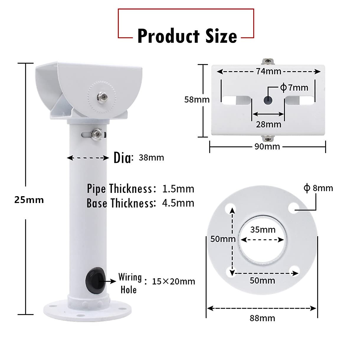 BeElion CCTV Security Camera Ceiling Mount Bracket, Universal Camera Wall Mounting Bracket for CCTV Security Camera/I Mount/Dome Camera/IP Camera