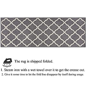 SHACOS Long Door Mats Indoor 24"x71" Washable Front Door Mat Non Slip Water Absorbent Entryway Rug Doormat Indoor Entrance Floor Mat Runner for Home Garage Kitchen Laundry, Light Gray