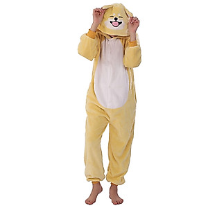 WOYASIM Flannel Costume Onesie Kids Halloween Easter Animal Cosplay for Girls Boys One Piece Shiba Inu 110