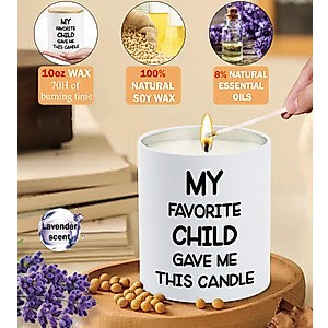 10oz Funny Mom Candle Christmas Gifts for Mom from Favorite Child Daughter Son, Xmas Holiday Best Mom Ever Gifts Parents Candle Gifts, Birthday Step Mom Mother in Law Gift, Mom Lavender Scented Candle