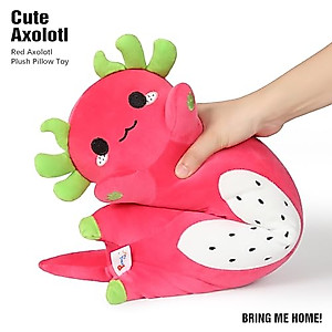 PEACH CAT Long Dragon Fruit Axolotl Stuffed Animal Kawaii Pitaya Axolotl Plush Pillow Toy for Girls and Boys 19.6"