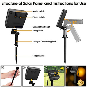 Solar String Lights Outdoor 66LED 40Ft Waterproof Fairy Lights with 8Modes,Solar Powered Crystal Globe Lights for Garden Fence Patio Home Party Christmas Decoration