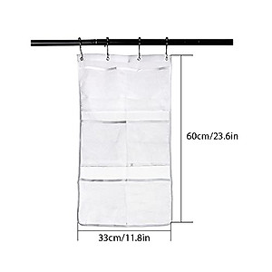 Shower Organizer, Hanging Mesh Storage Bag, Bathroom Washable Cosmetic Organizer Holders(6 Pocket,white)