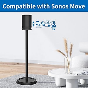 Heavy Duty Floor Speaker Stand for Sonos Move, Move 2 Stand Holder with Management Cable Clips Compatible with Sonos Move Speaker Stand Easy to Install, Black