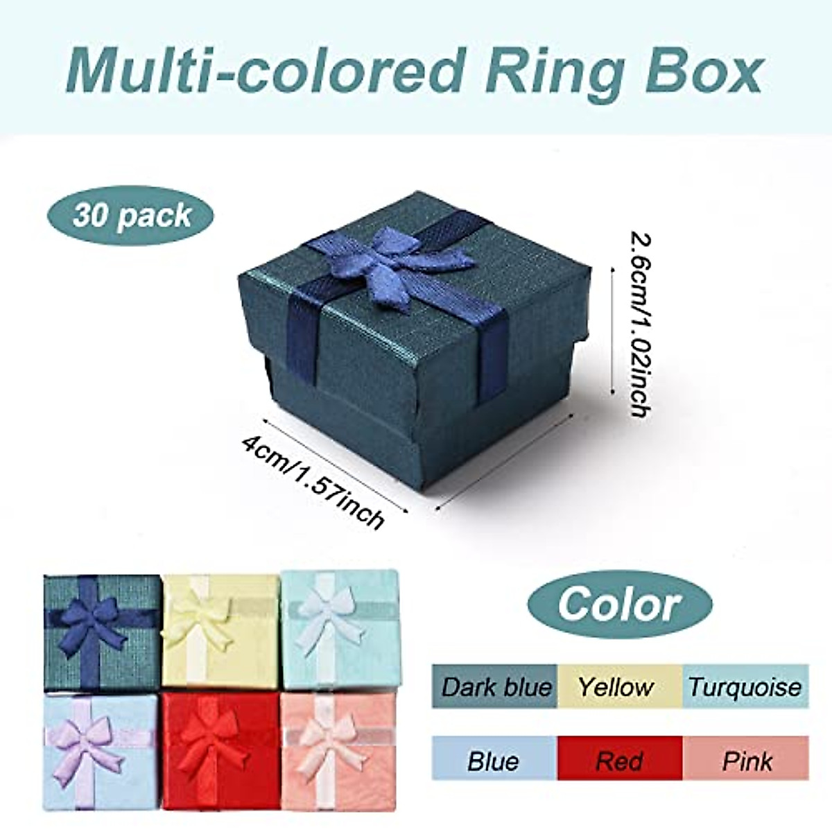 Ira Pollitt 30 PCS Gift Box Set Ring Small Ring Gift Box Sturdy Cardboard Cube Box for Ring Earring Jewelry Pendants, Necklaces for Christmas, Birthday, Anniversaries,Valentine’s Day(1.6 x 1.2 in)