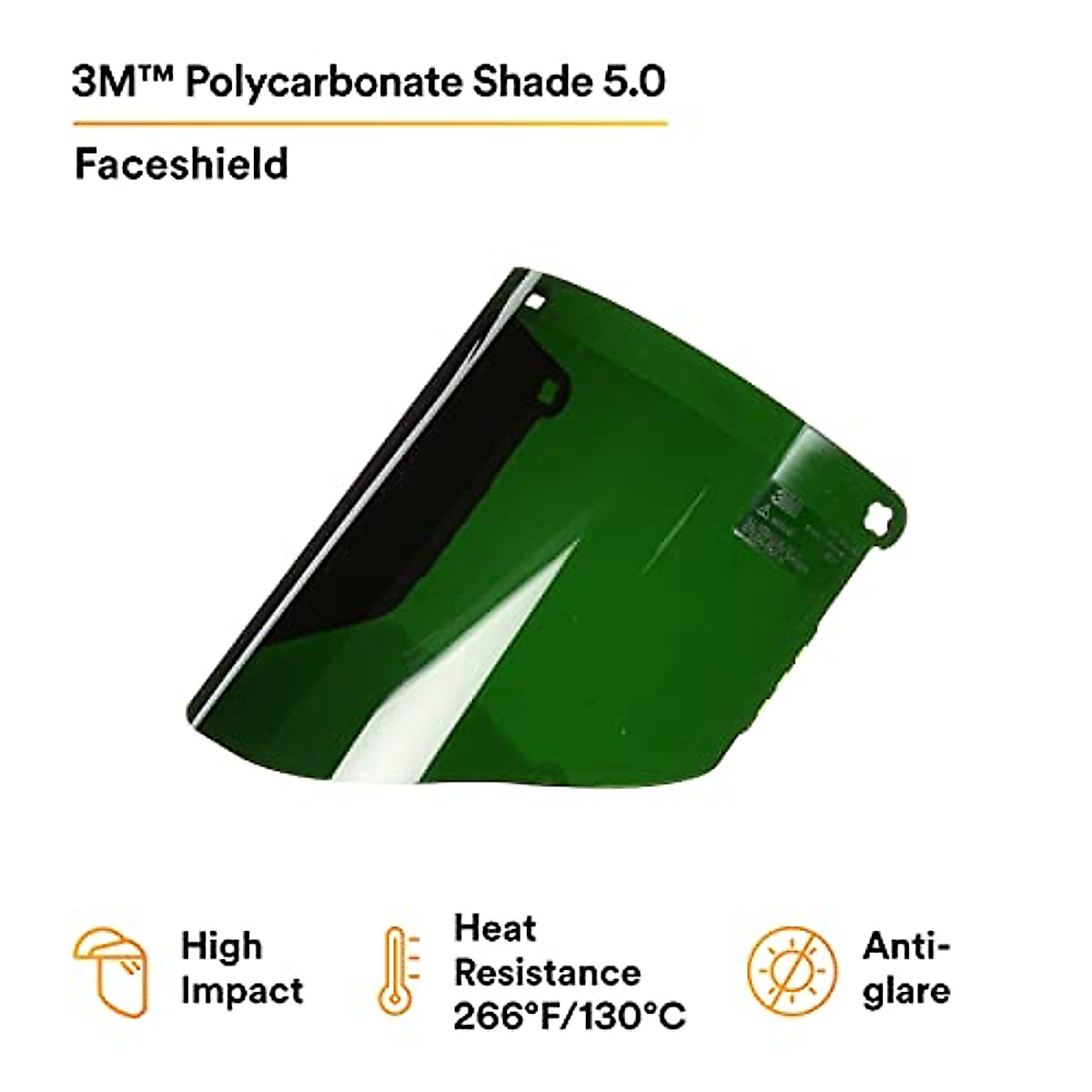 3M Polycarbonate Faceshield Window W96IR5, 82706-10000, Shade 5.0, 9" x 14.5" x 0.080"
