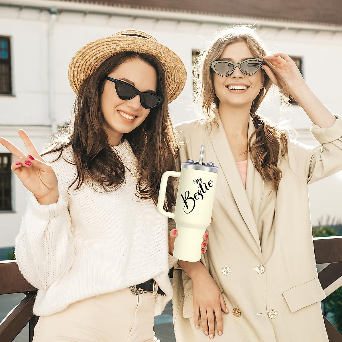 DOCRAGI Gifts for Sister from Sister, Gifts for Friends, Bestie Gifts for Women - Best Friend Birthday Gifts for Sister, Friendship Gifts for Sister, Bestie, Women - 40oz coffee Tumbler with Straw