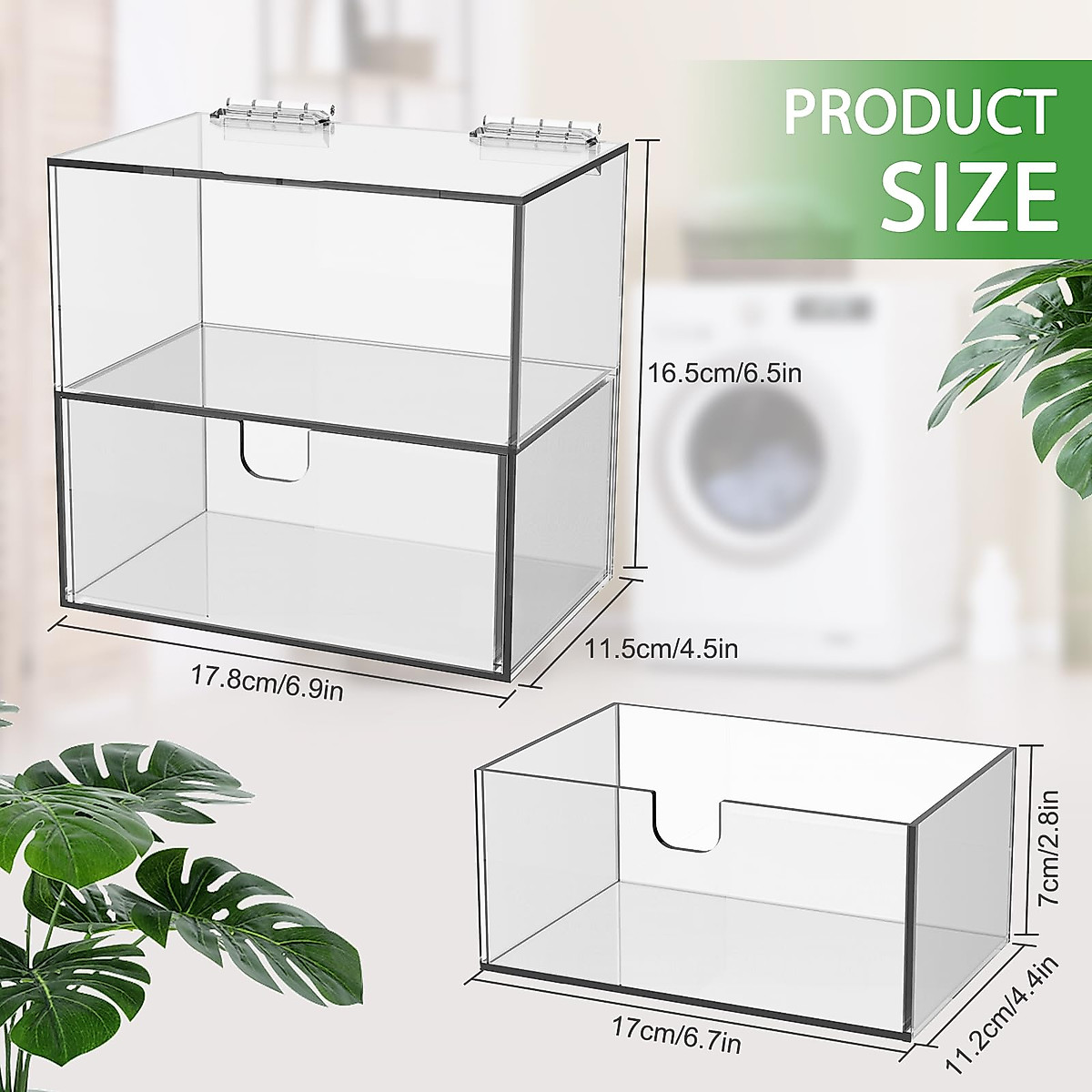 Dryer Sheet Holder, Laundry Detergent Sheets Dispenser and Dryer Sheet Dispenser, Acrylic Dryer Sheet Container Box for Laundry Room Organization, applicable to earth breeze,sheet laundry club