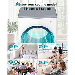 Evaporative Air Cooler, Bladeless Tower Fan & Humidifier with 3 Modes, Portable Swamp Fan with Oscillation, 3 Speeds, 1 Gallon Water Tank, Remote Control, Timer, for Home Indoor