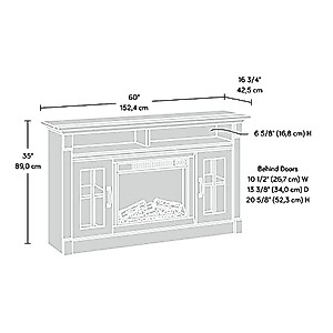 Sauder Miscellaneous Fireplace Credenza, L: 60.0" x W: 16.73" x H: 35.04", Vintage Oak Finish