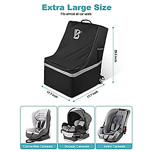Car Seat Bags for Air Travel, Heavy Duty Carseat Travel Bag for Airplane, Gate Check Bag for Car Seats, Waterproof Large Backpack, Carseat Travel Cover - Baby/Toddler Travel Essentials for Flying